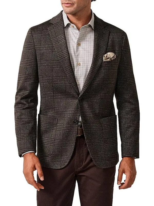 David Donahue Jackson Plaid Knit Soft Coat - Brown
