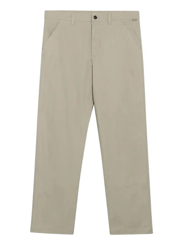 Burberry Cotton Wide Straight-leg Trousers With Equestrian Knight Logo - Beige