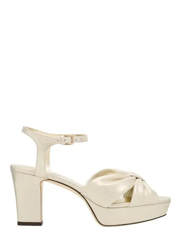 JIMMY CHOO Heloise 80 Shimmer Suede Platform Sandals - Light Soft