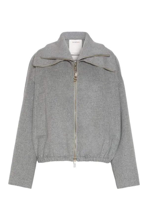 Max Mara Pure Wool Bomber Jacket With Removable Bib - Medium Grey