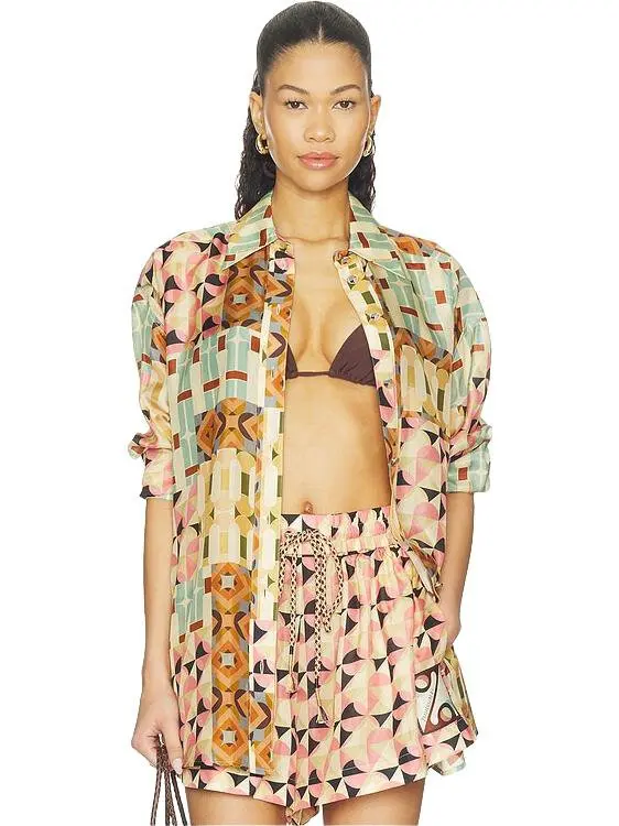 Zimmermann Fairlight Geo Relaxed Shirt - Geo Patchwork