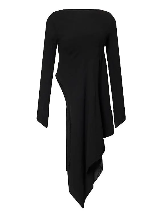 MARC LEBIHAN Asymmetric-hem Crepe Top - Noir