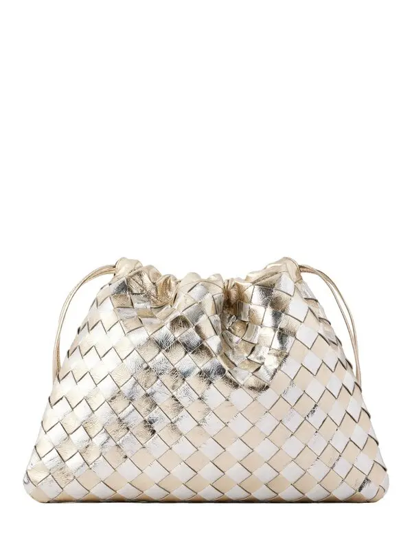 Bottega Veneta Dustbag Small Intrecciato Metallic Leather Pouch - Silver