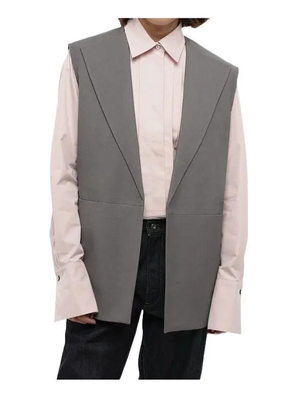 JIL SANDER Cotton Sleeveless Vest - Gray