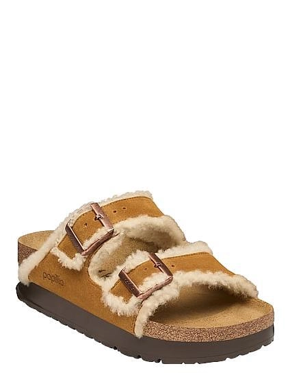 Pink Birkenstock Arizona Platform Flex Shearling Sandals - Brown