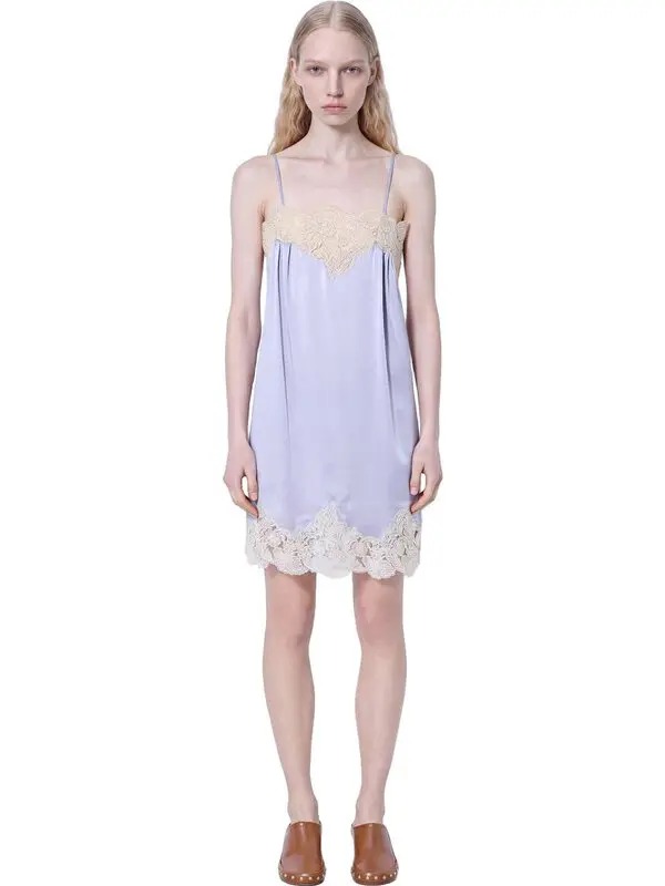 Chloé Thin-strap Mini Dress In Washed Silk Satin - Purple