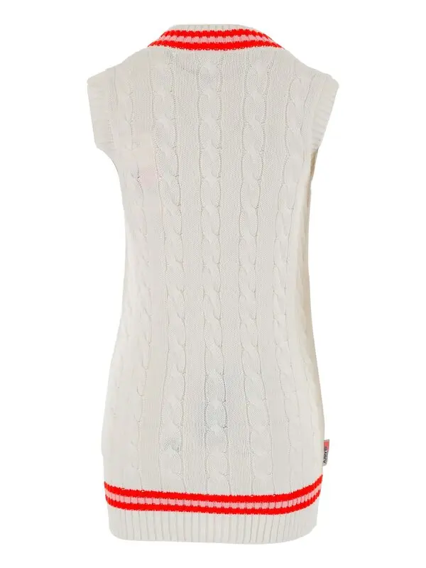AUTRY V-neck Cable-knit Vest - Beige