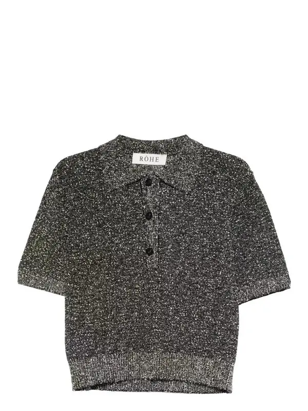 RÓHE Bi-colour Knitted Polo Shirt - Grey