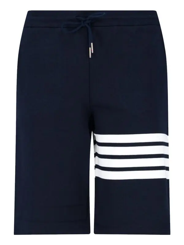 Thom Browne Tailored 100% Cotton Trousers With Tonal Trim - Blue
