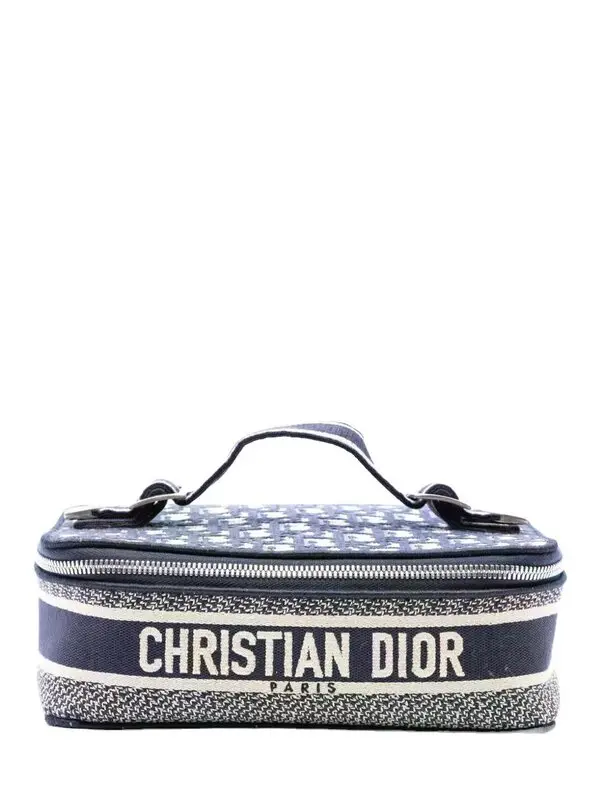 Dior Oblique Embroidered Canvas Vanity Bag - Blue