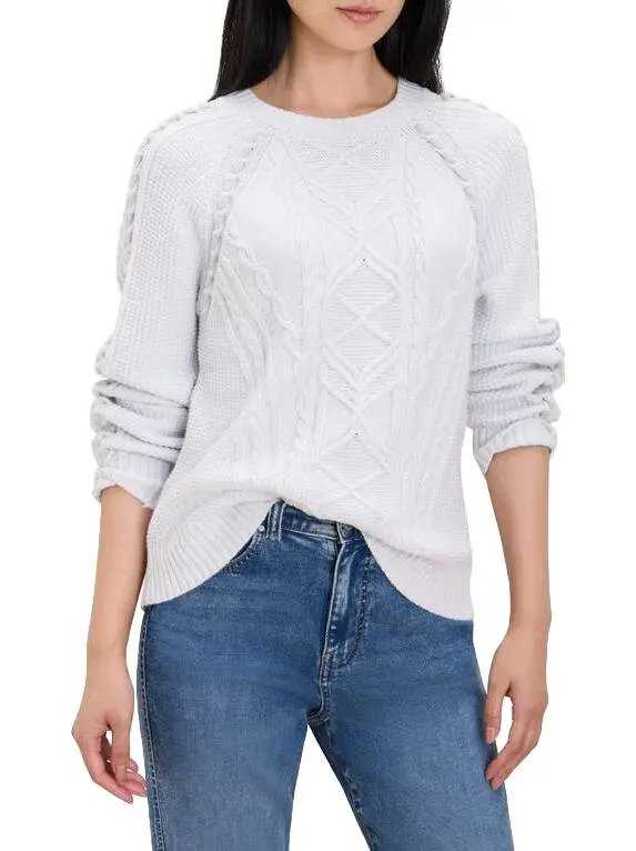 NIC+ZOE Patchwork Cable Sweater - Silver