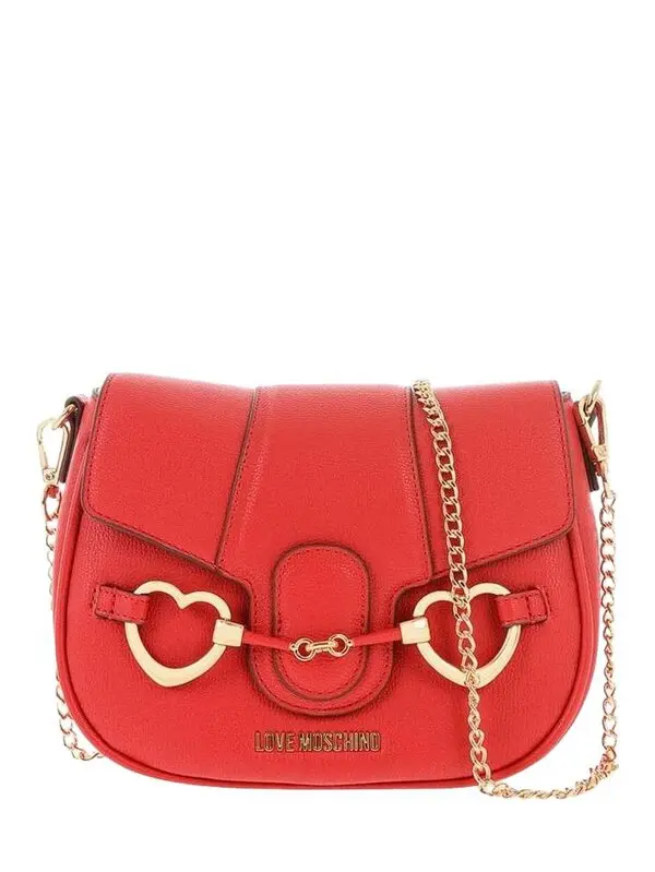 Moschino Big Heartbit Buckle Crossbody Bag - Red
