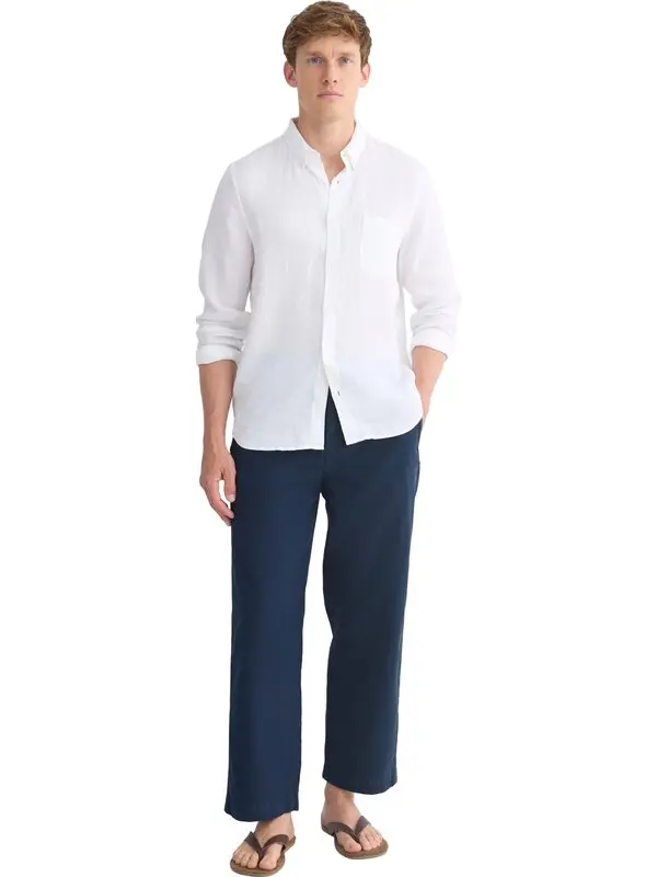 Everlane Cropped Slub Trousers - Deep Navy