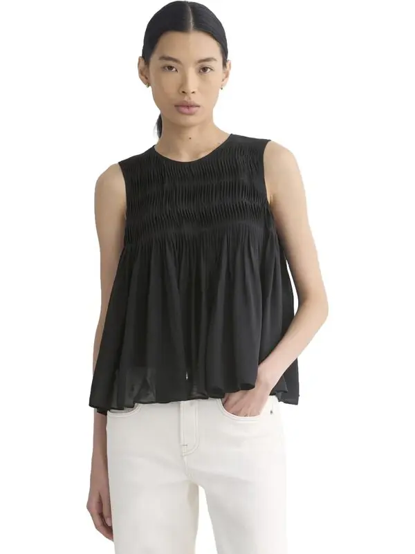 Everlane Twisted Pleat Tank Top - Black