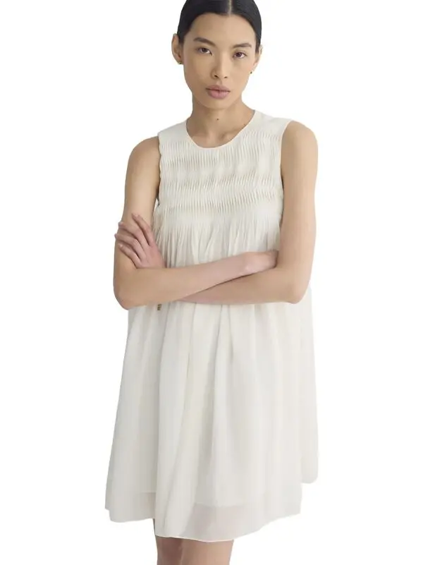 Everlane Twisted Pleated Mini Dress - Bone