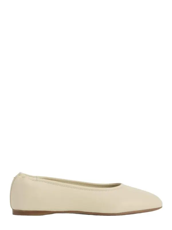 Everlane Made In Italy Nappa Leather Gathered Ballet Flats - Crema