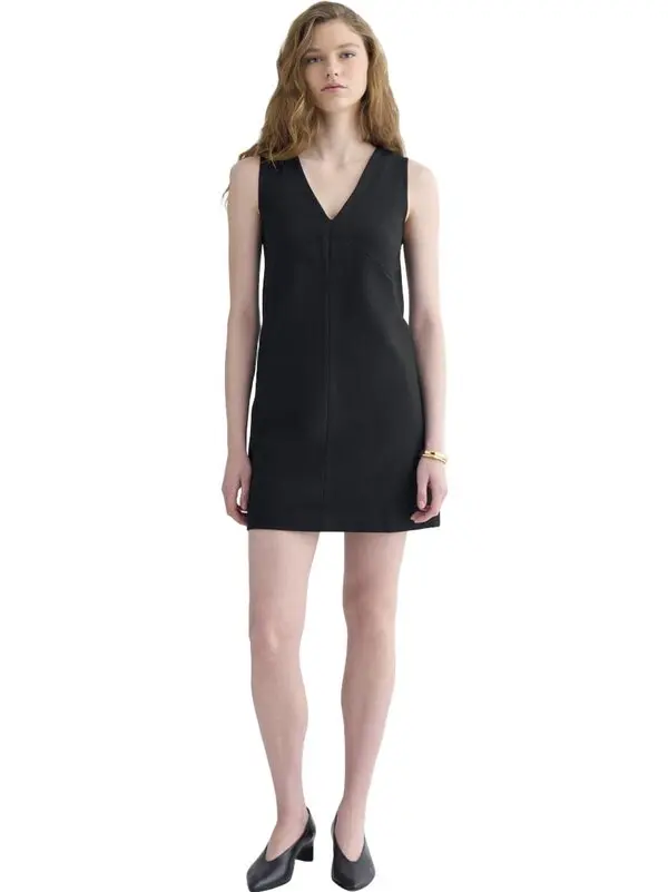 Everlane Ponte V-neck Mini Dress - Black