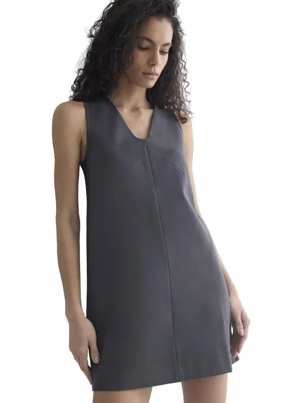 Everlane Ponte V-neck Mini Dress - Graphite