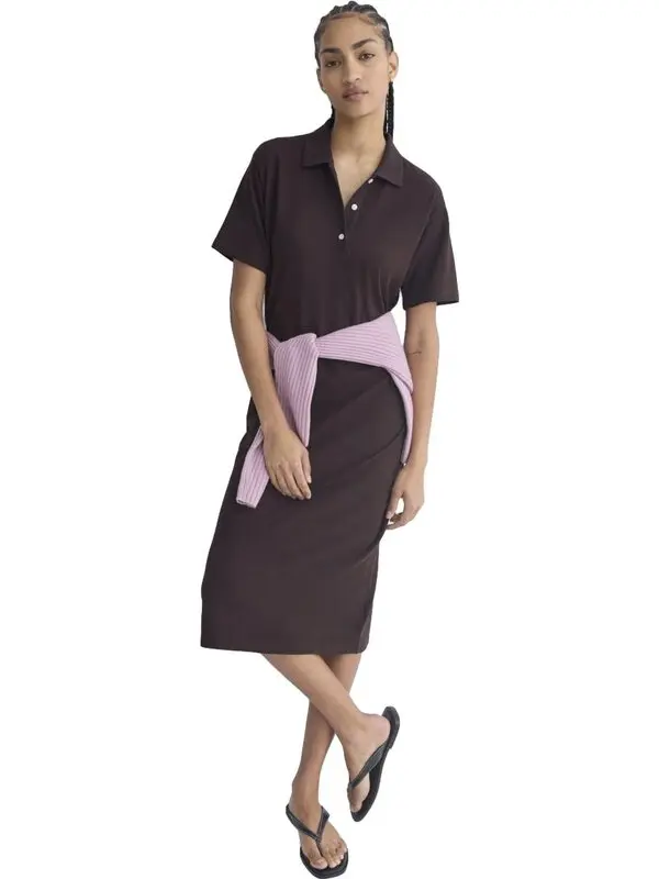 Everlane Pique Polo Short-sleeve Dress - Dark Chocolate