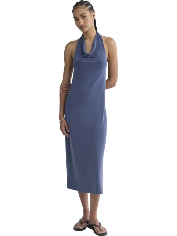 Everlane Cowlneck Halter Midi Dress - Washed Navy