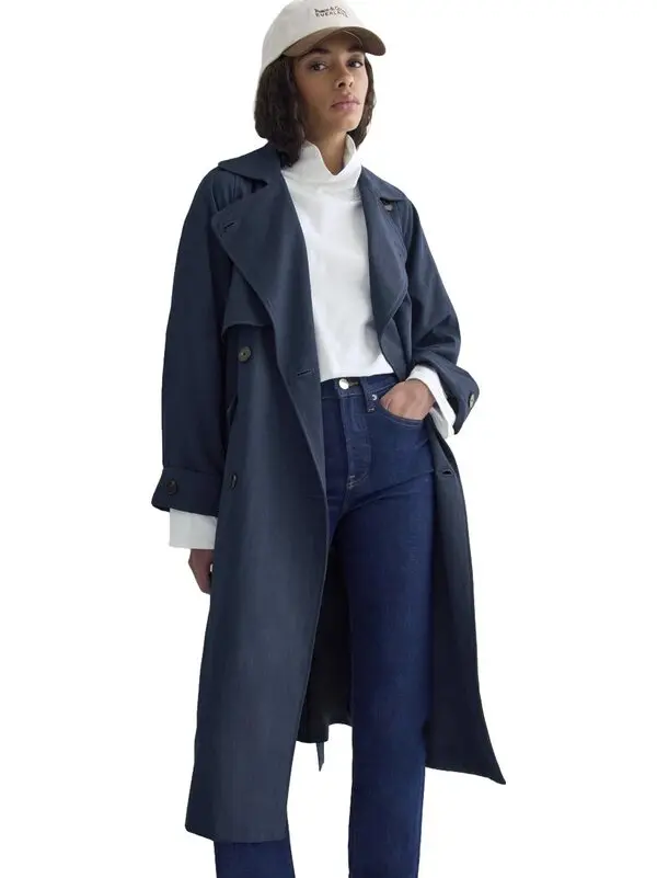 Everlane Drapey Twill Trench Coat - Navy