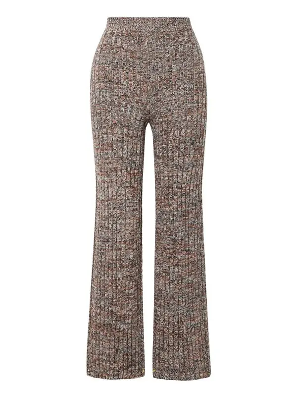 Chloé Ribbed Cashmere Straight-leg Pants - Gray