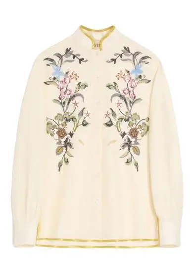 Valentino Garavani Embroidered Linen Shirt - Ivory