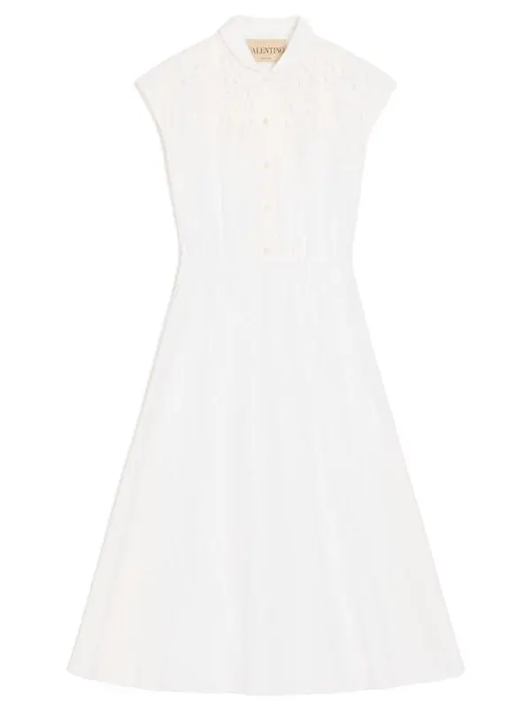 Valentino Garavani Embroidered Poplin Midi Dress - White