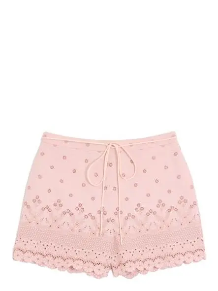 Valentino Garavani Sangallo Shorts With Fleur A Jours Daisy Pattern - Pink