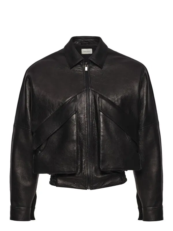 Magda Butrym Sheep Leather Bomber Jacket - Black
