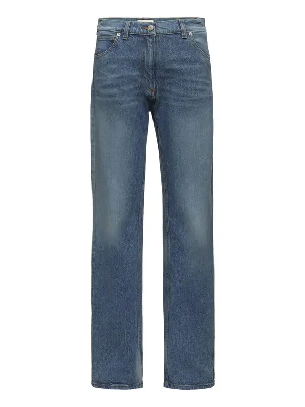Magda Butrym Washed Cotton Denim Jeans - Blue