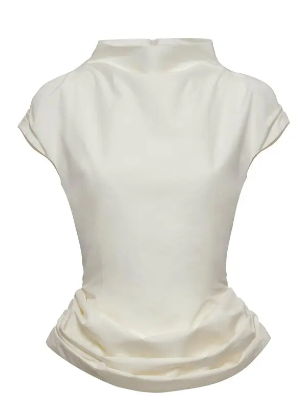 Magda Butrym Draped Cotton-silk Peplum Top - White