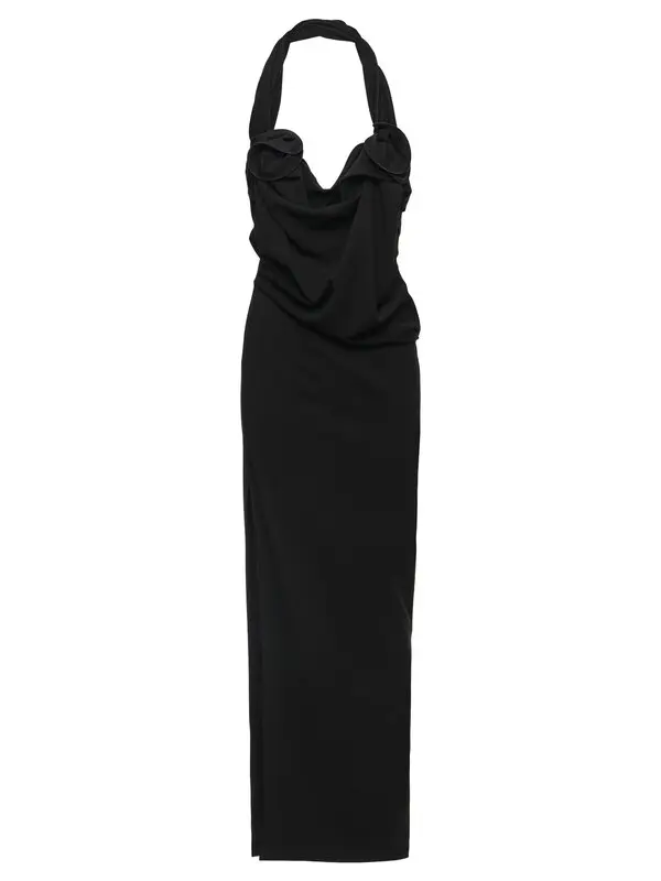 Magda Butrym Draped Halter Wool Dress - Black