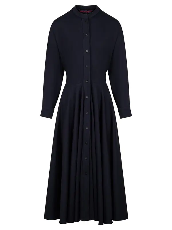 Martin Grant Ful-circle Midi Dress With Kimono Sleeves - Black