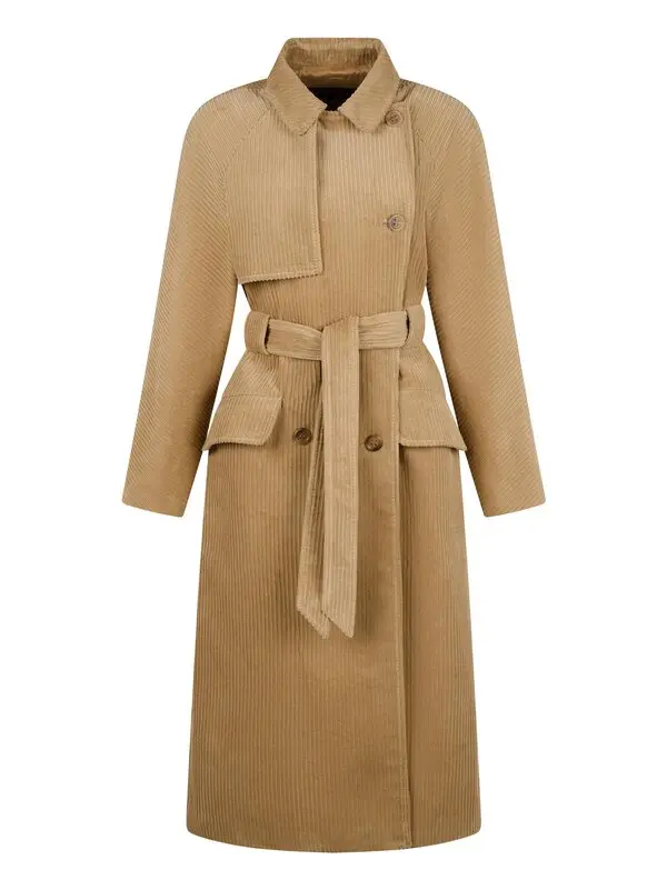 Martin Grant Double-breasted Corduroy Trench Coat - Tan