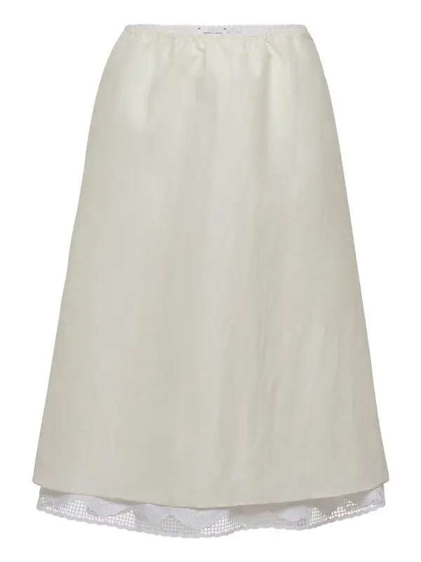 Magda Butrym Layered Silk Midi Skirt With Lace Trim - White
