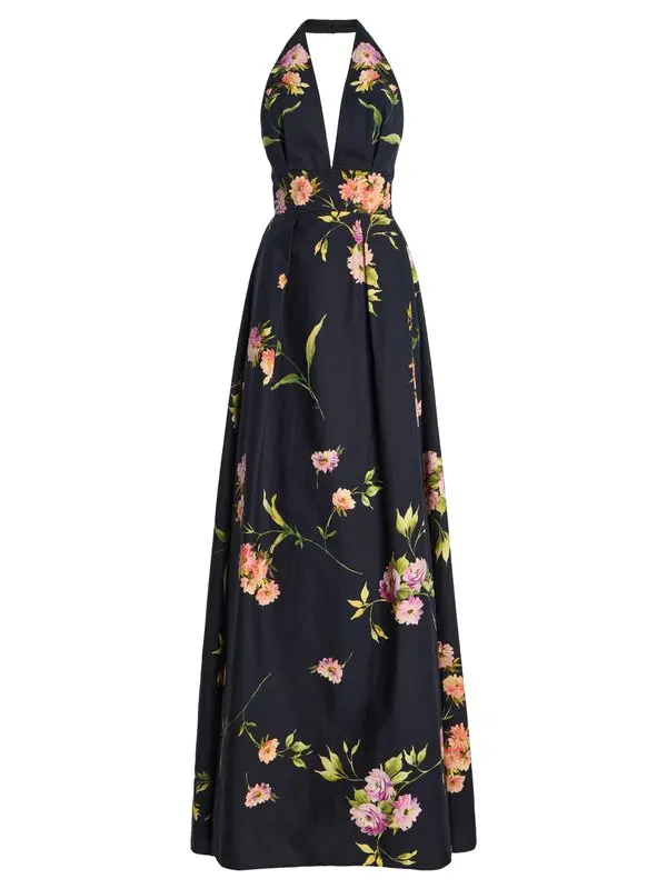 Elie Saab Printed Cotton Gabardine Halterneck Gown - Floral