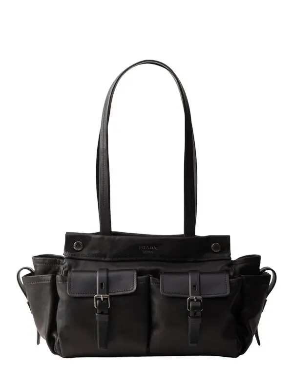 Prada Route Medium Leather Tote Bag - Black