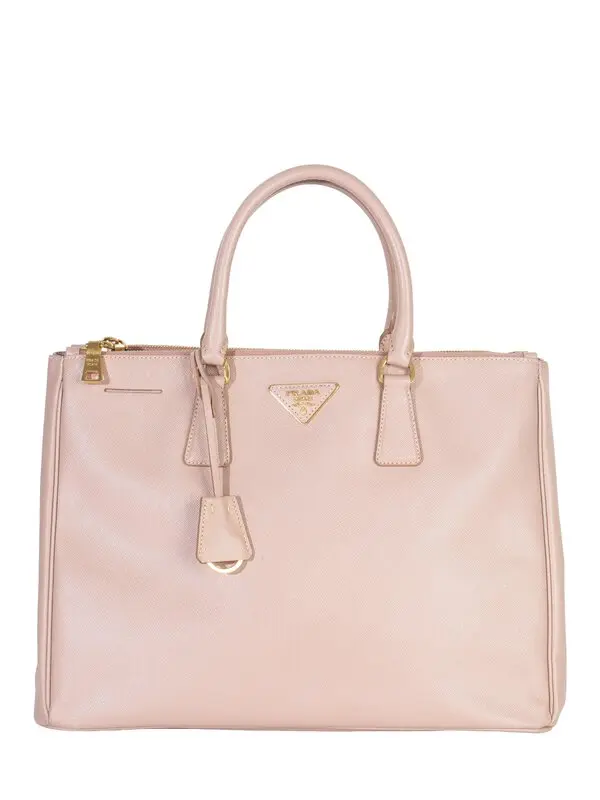 Prada Saffiano Galleria Lux Double Zip Tote - Pink