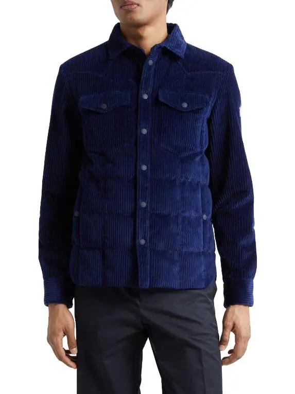 Moncler Gelt Quilted Corduroy Shirt Jacket - Dark Electric Blue