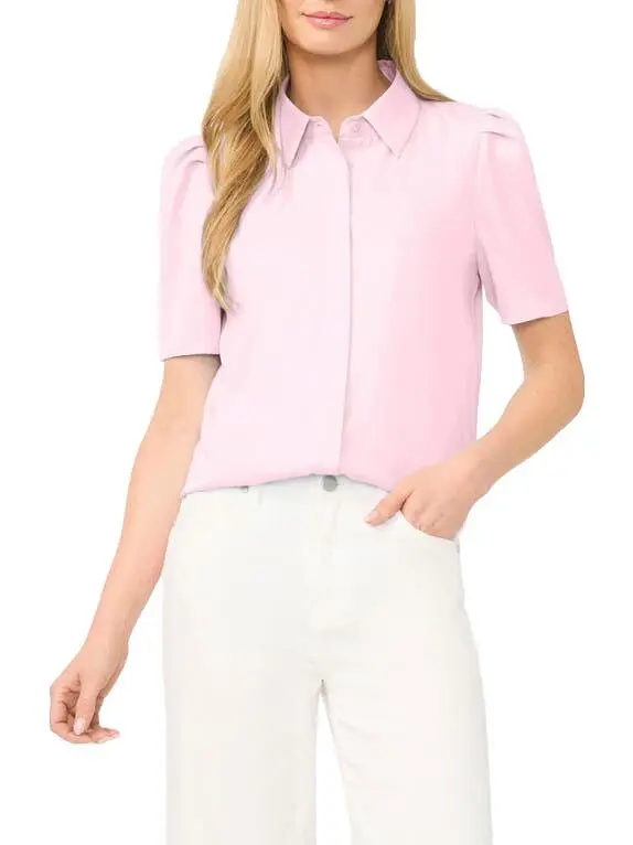 Halogen Puff Sleeve Button-up Top - Ballerina