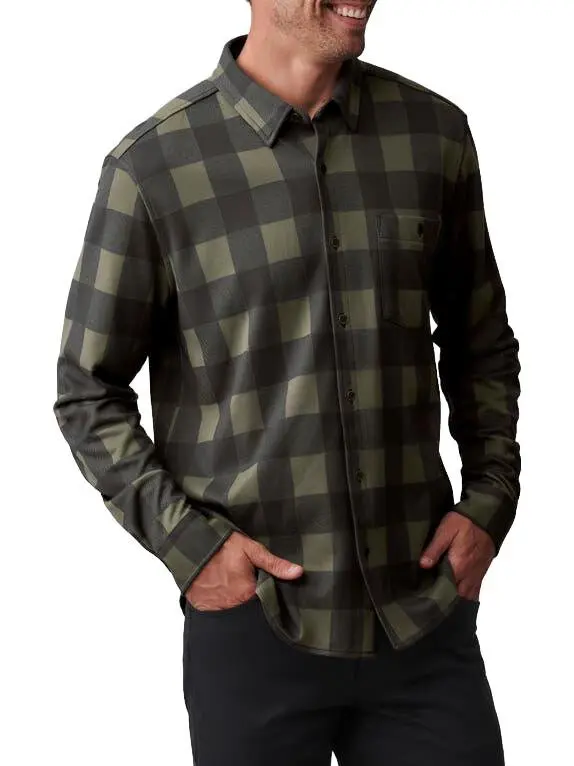 RHONE Hardy Check Flannel Button-up Shirt - Lichen Green Buffalo Check