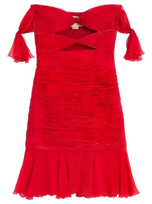 Valentino Garavani Flounce Chiffon Mini Dress - Red