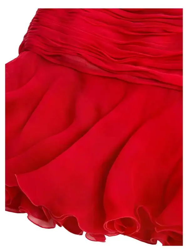 Valentino Garavani Flounce Chiffon Mini Dress - Red