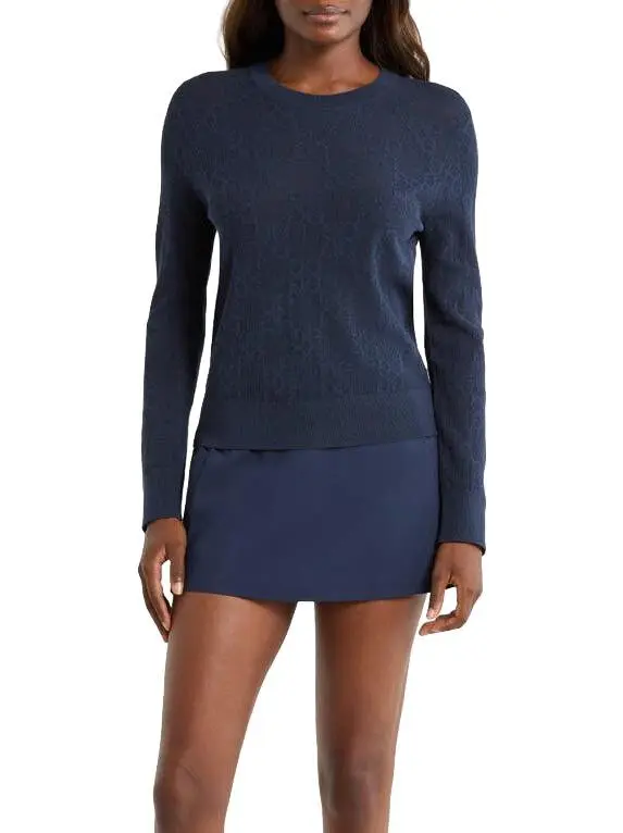 G/fore Pointelle Knit Crewneck Sweater - Twilight