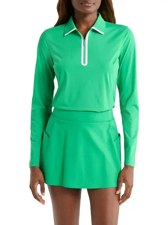 G/fore Stretch Jersey Quarter Zip Polo - Clover