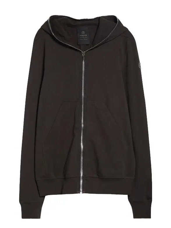 Moncler Cotton Zip Up Hoodie - Brown