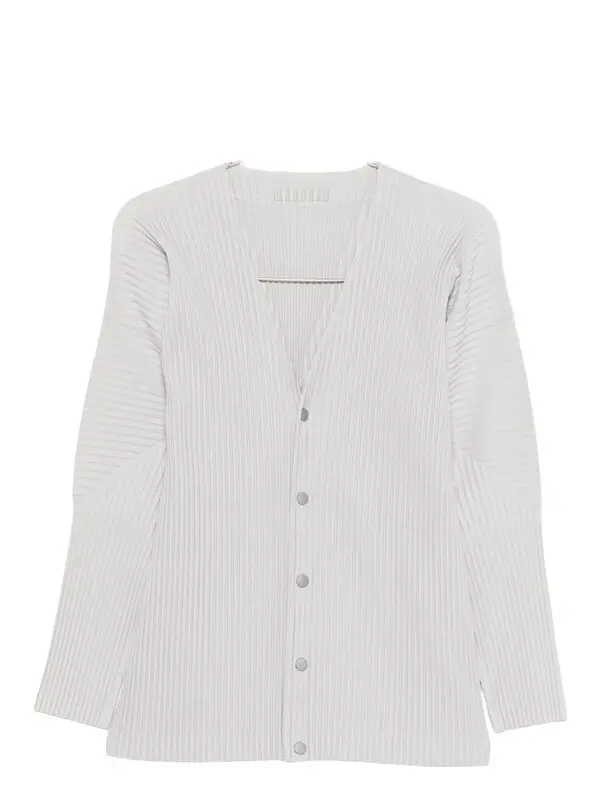 Issey Miyake Pleated V-neck Cardigan - Grey
