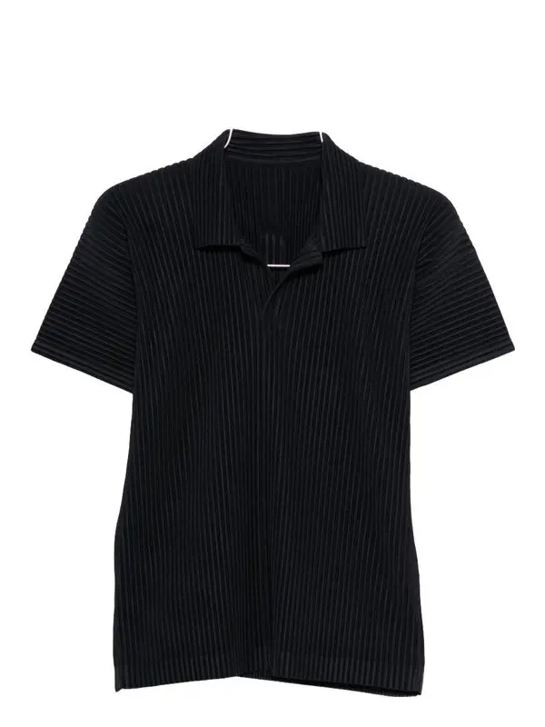 Issey Miyake Pleated Polo Shirt - Blue