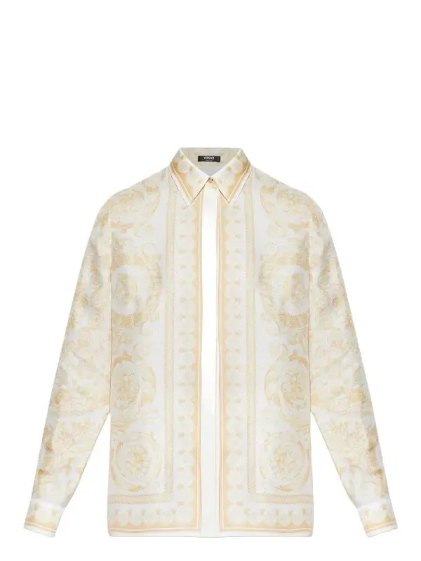 Versace Barocco Print Silk Shirt - Gold